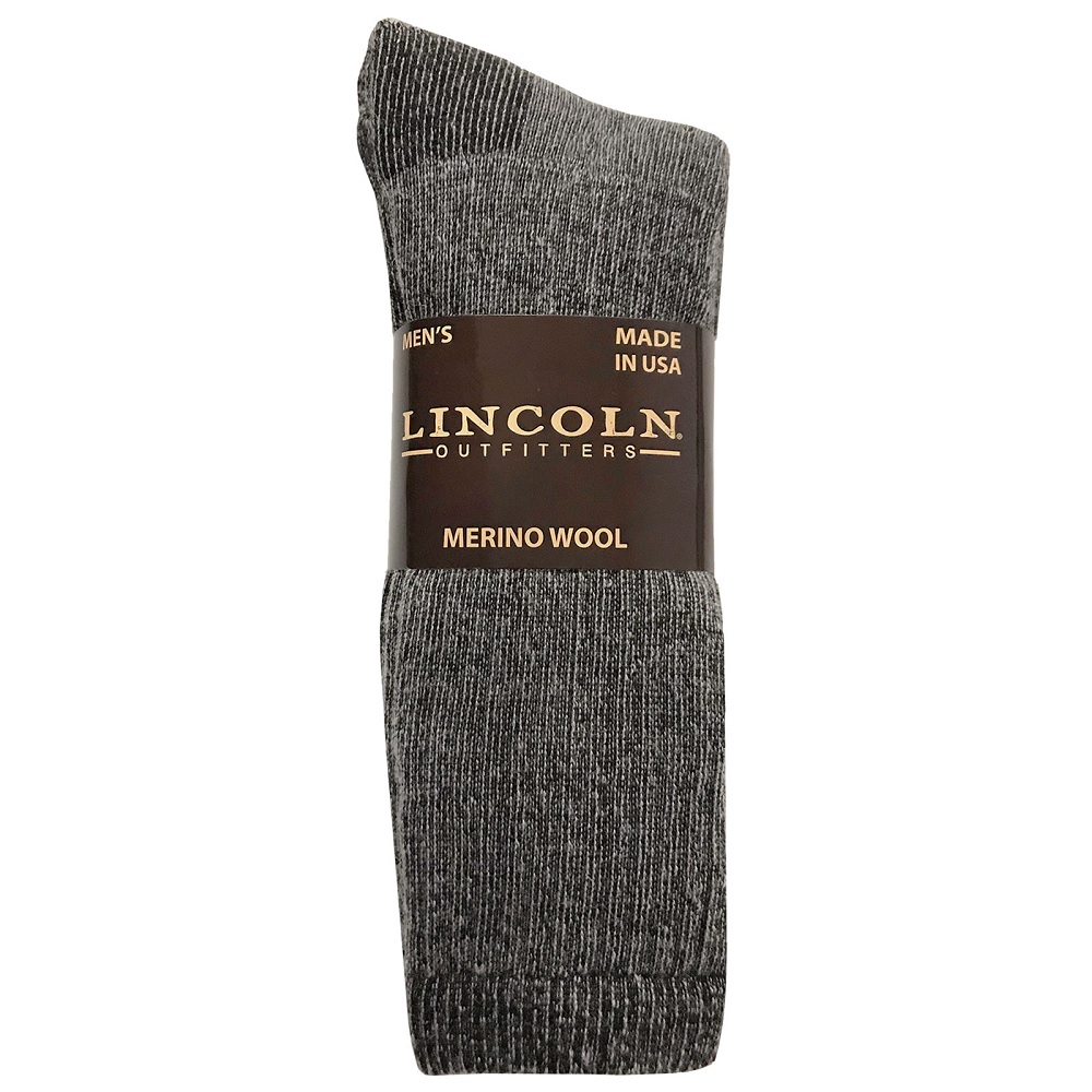 Lincoln Outfitters Men's Merino Wool Blend Sock 2 Pack Charcoal - L2 ...