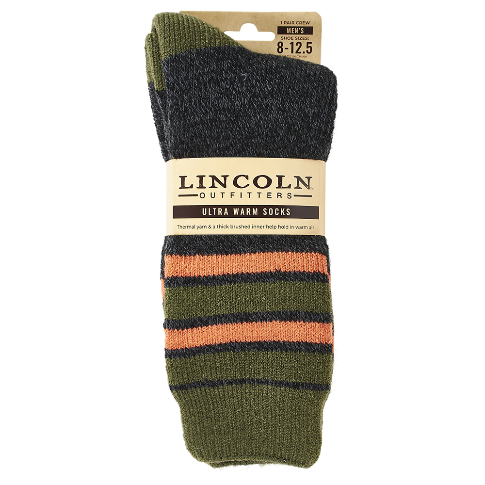 Lincoln Outfitters Mens Ultra Warm Stripe Crew Sock - 13154 | Rural King