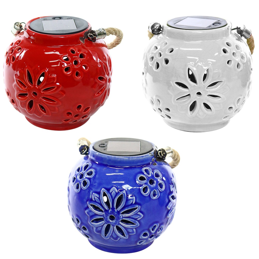 Alpine Assorted Solar Ceramic Lantern with Cool White LED - WQA582ABB ...