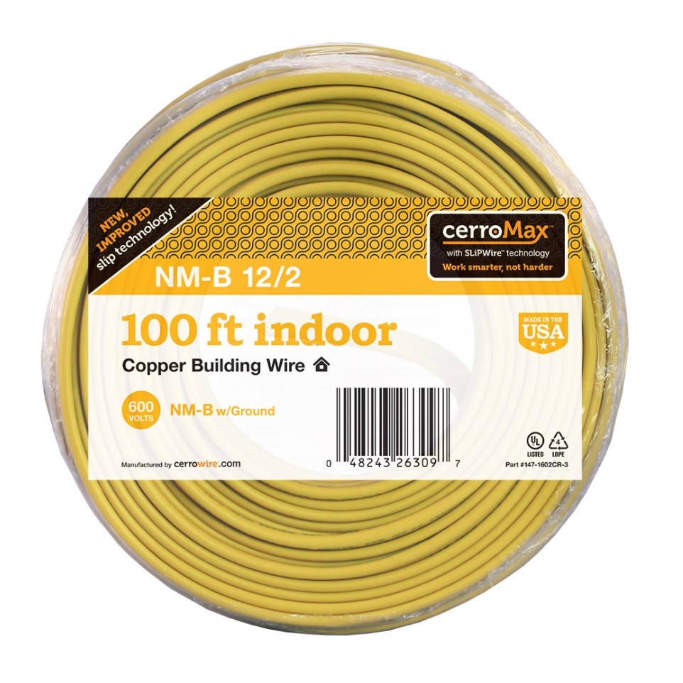 Cerrowire 12/2 Yellow, Solid CerroMax™ SLiPWire™ CU NM-B WIre with ...