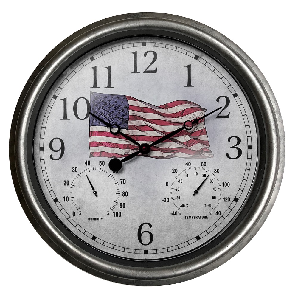 EZ Read® 15\" Galvanized Clock, American Flag - 850-0070 | Rural King