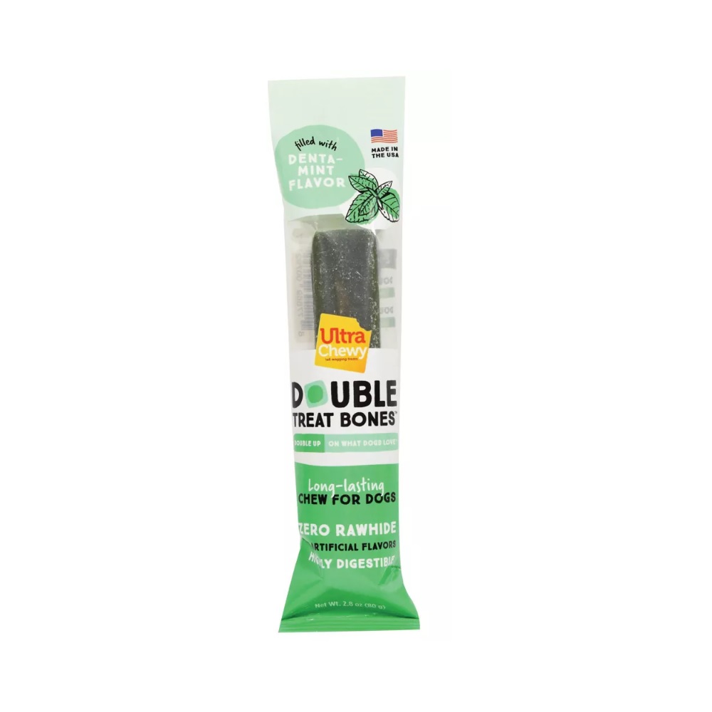 Ultra Chewy Dental Treat Double Bones Denta Mint Flavor Treat, 2.8 oz ...
