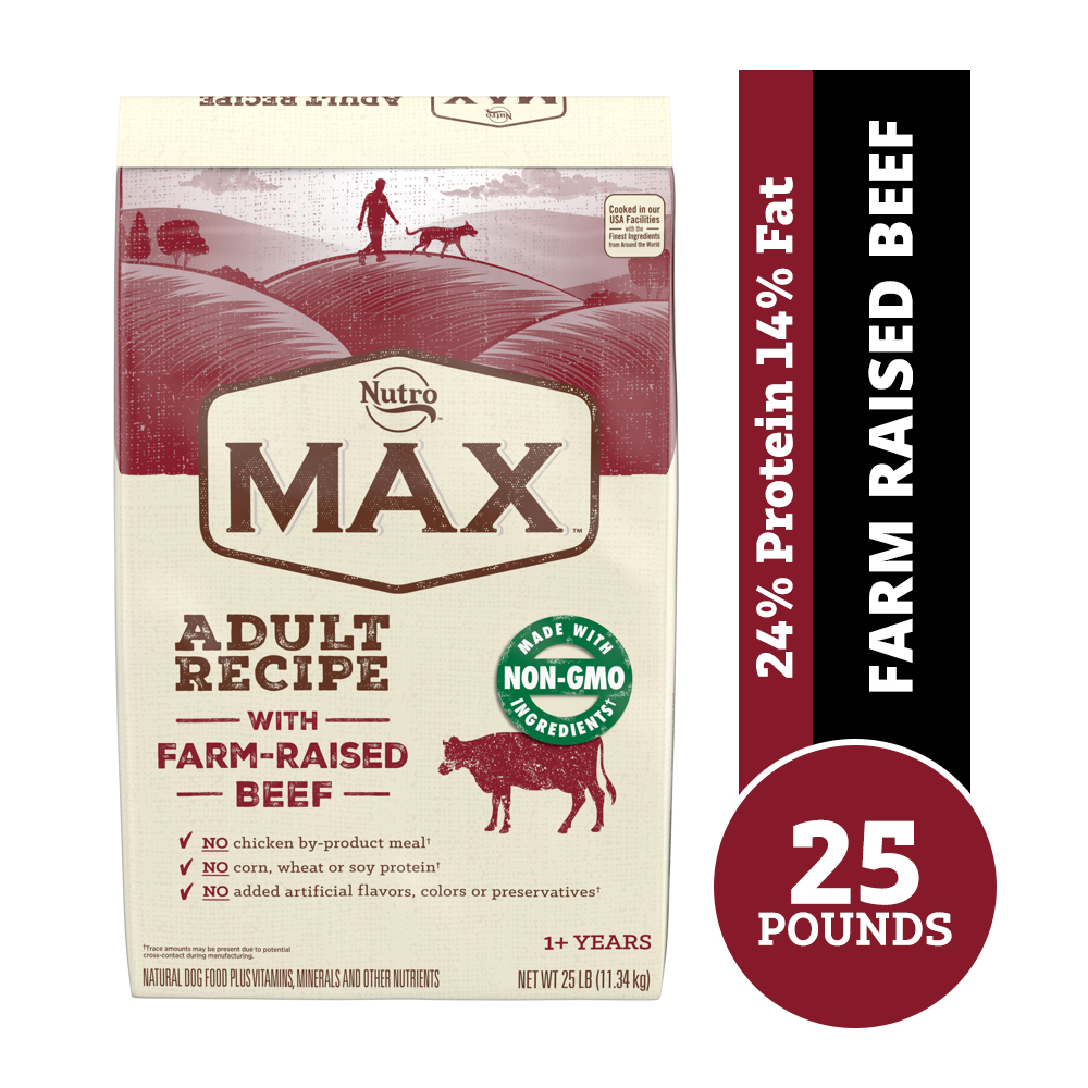 Nutro Max Adult Recipe Dry Dog Food With Farm Raised Beef, 25 lb. Bag ...