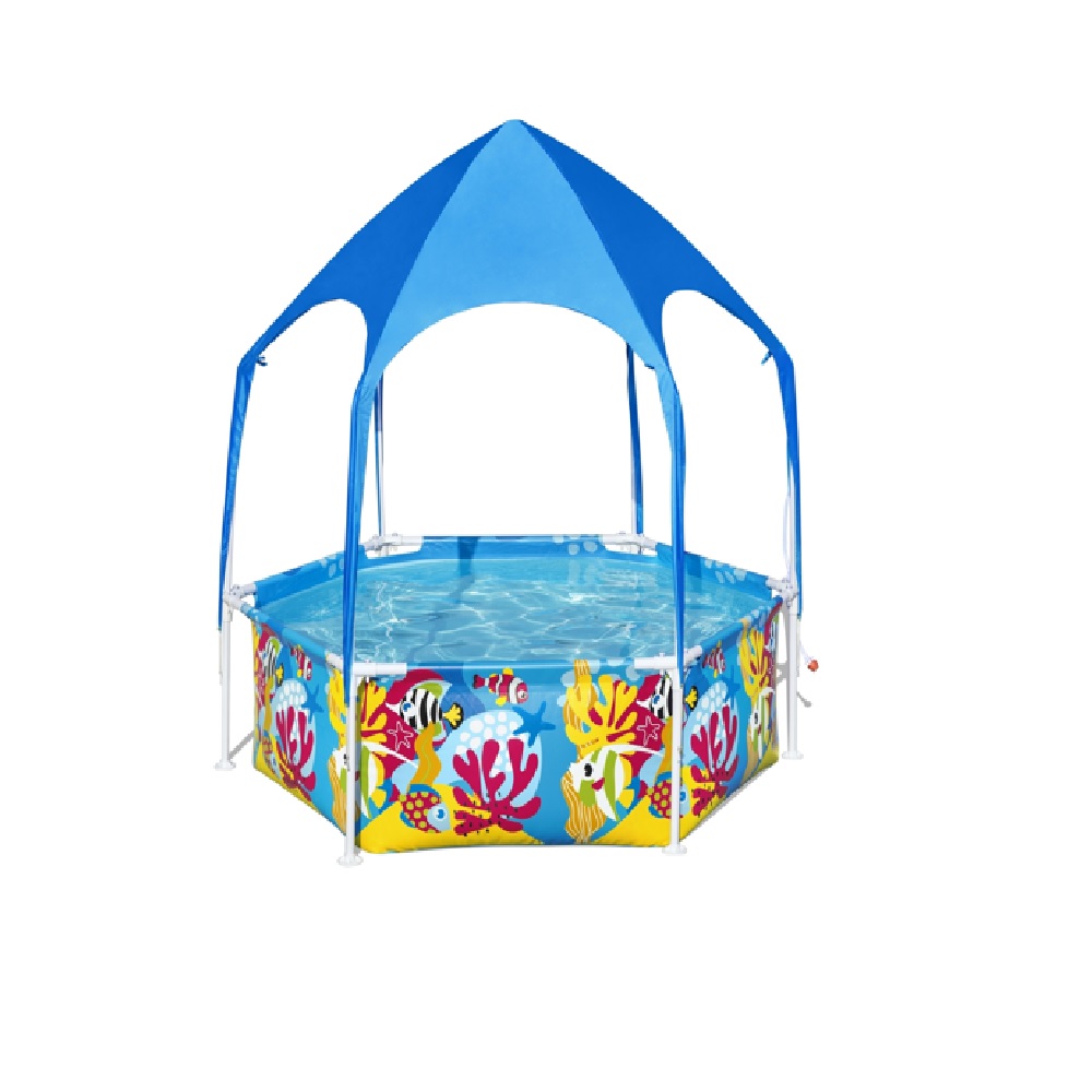 H2OGO! Splash-in-Shade Round Above Ground Pool with UV Careful Sunshade ...