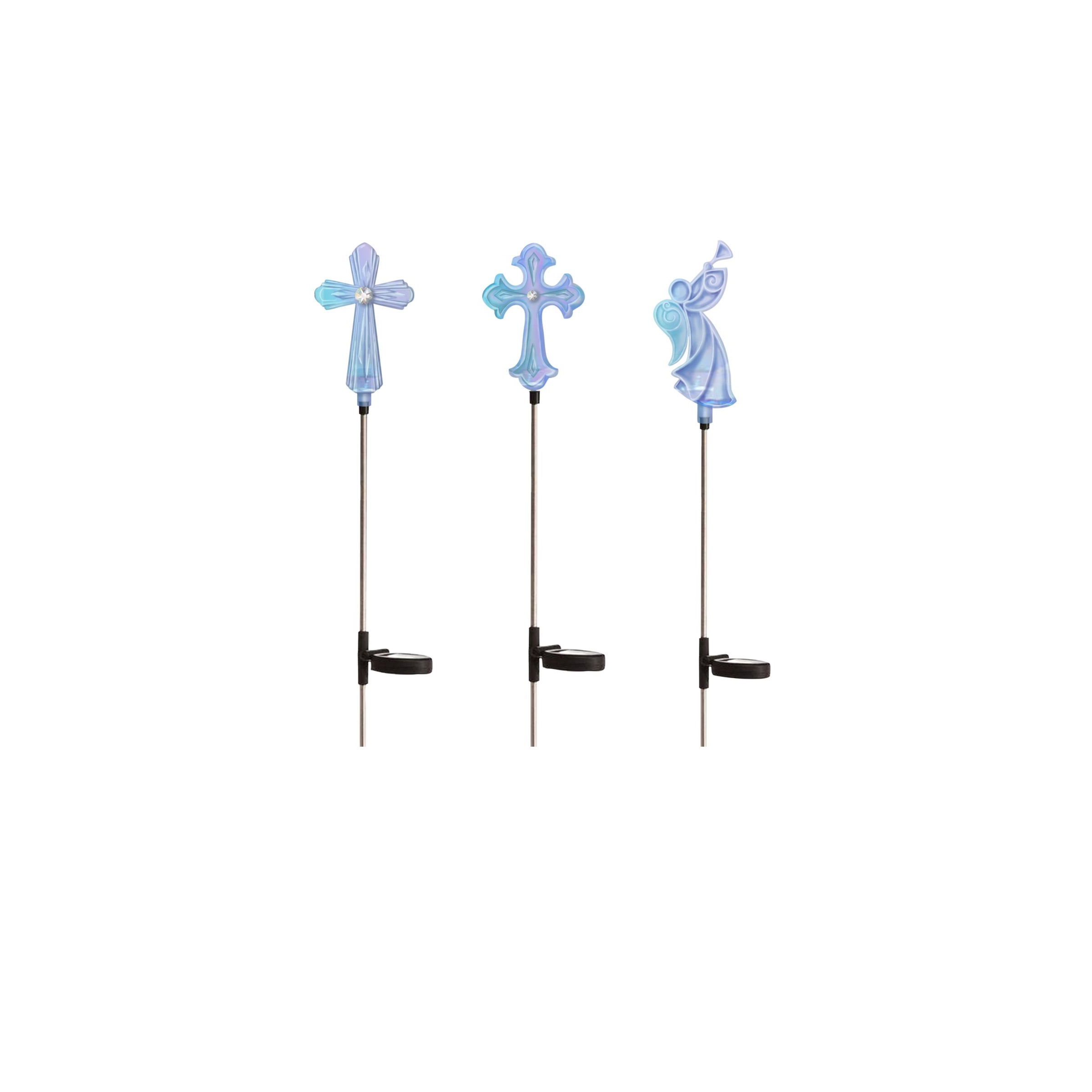 Alpine Assorted Solar Crosses/Angel Garden Stakes with White LEDs ...