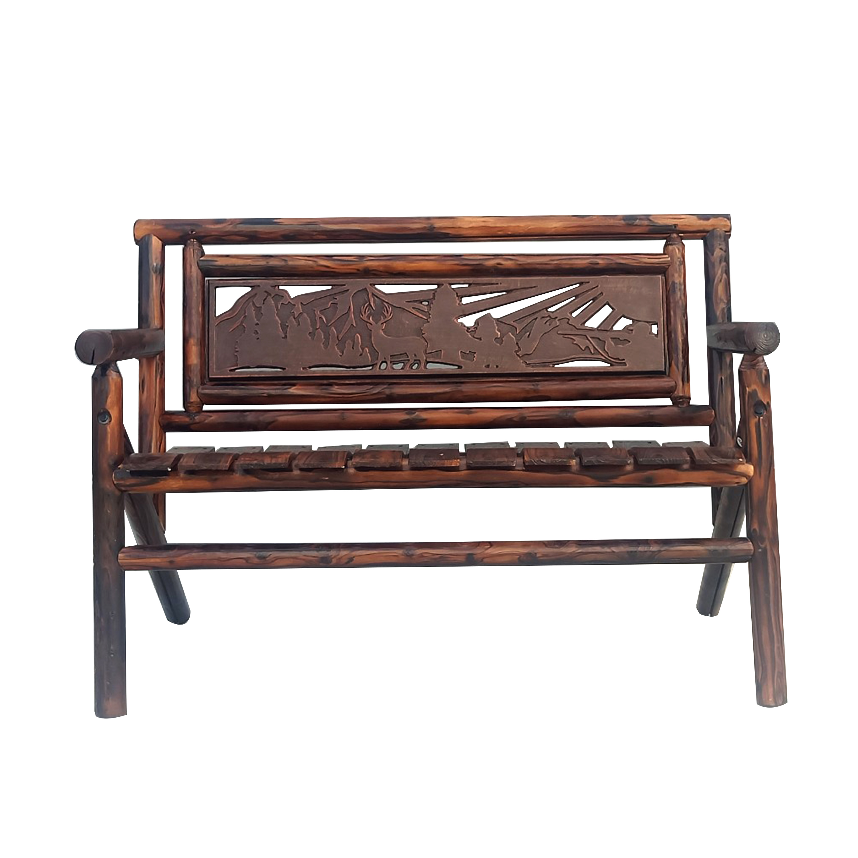 Homestead Log Hunting Scene Bench - 91-109-0204 | Rural King