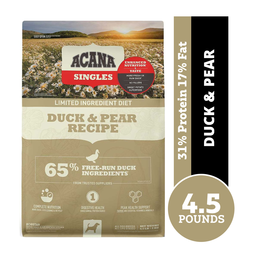 Acana Singles Limited Ingredient Duck & Pear Recipe Grain-Free Dry Dog ...