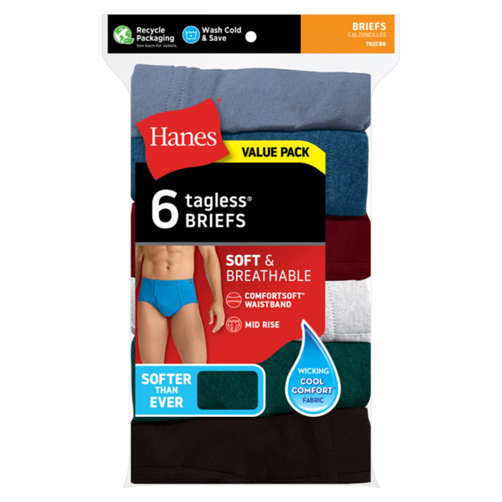Hanes Men's Cool Comfort Mid Rise Briefs 6-Pack - 782CB6 | Rural King