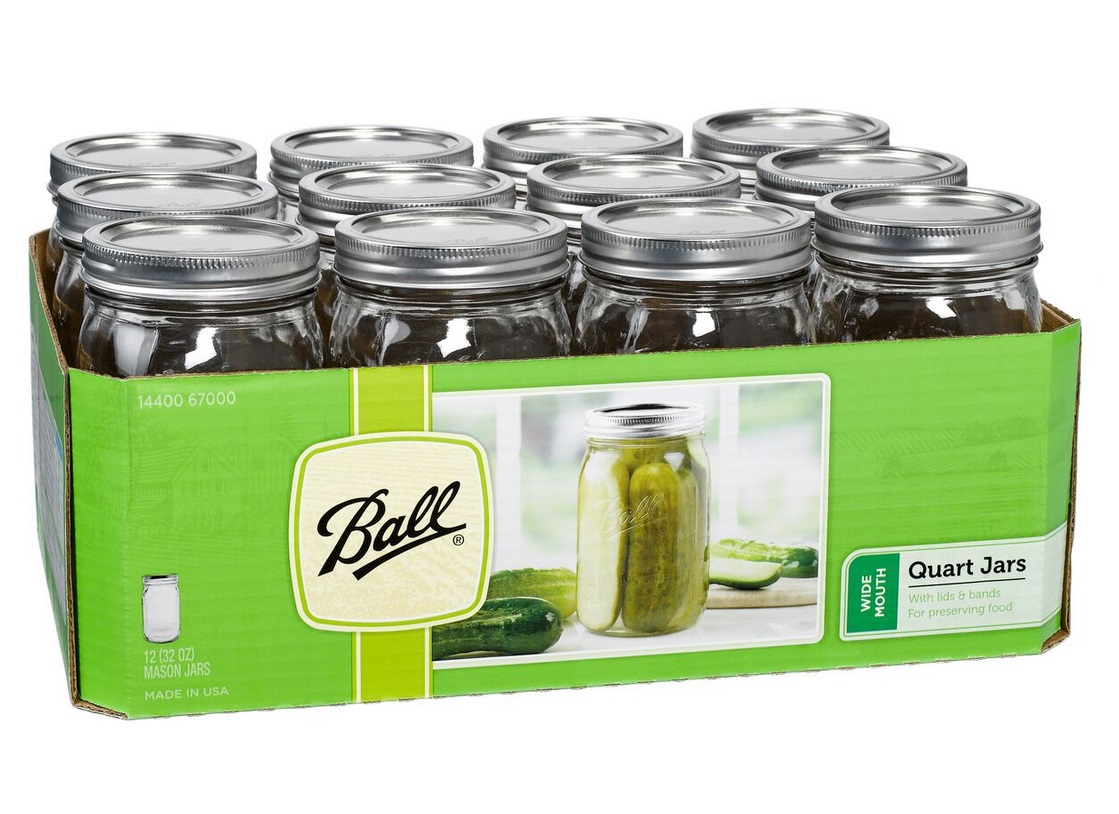 Ball Quart Size Wide Mouth 32 oz. Mason Canning Jars, 12 Pack - 67000 ...