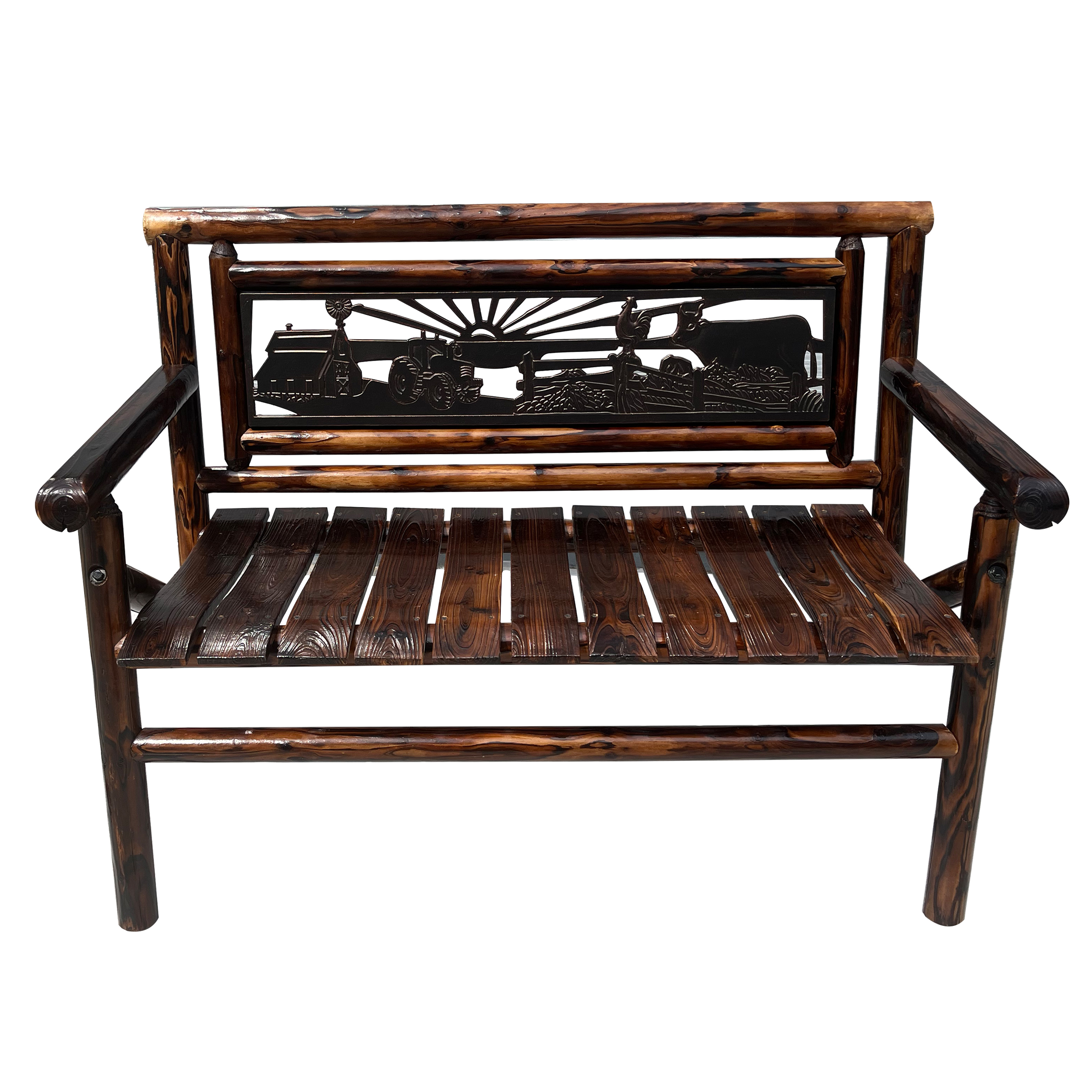 Homestead Log Farm Scene Bench - 91-089-0204 | Rural King