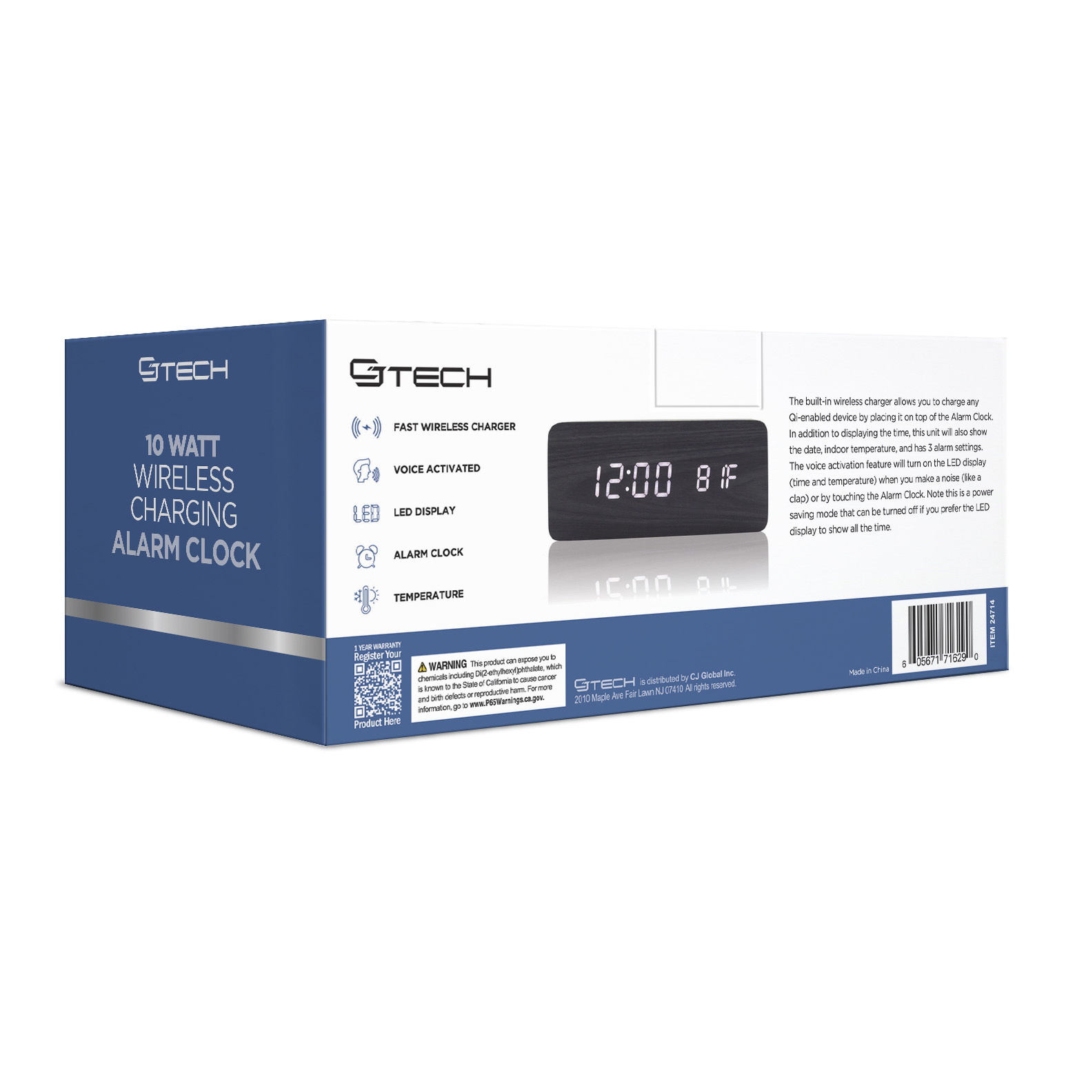 CJ Tech Wireless Charging Alarm Clock - 24714 | Rural King