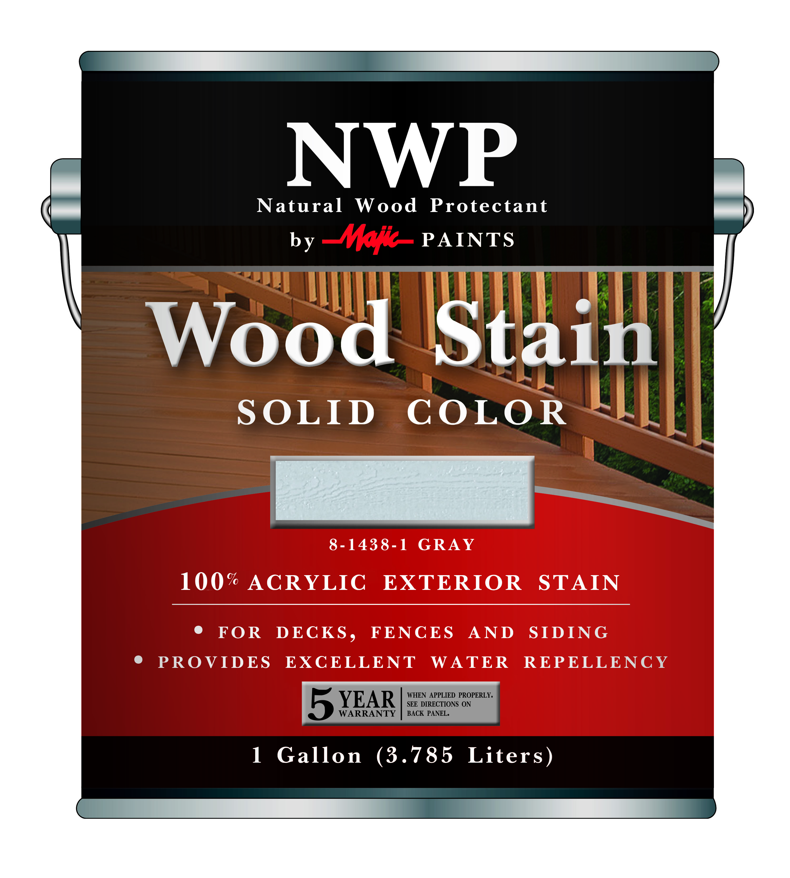 Majic NWP 100% Acrylic Exterior Solid Color Wood Stain Gray Gallon - 8 ...
