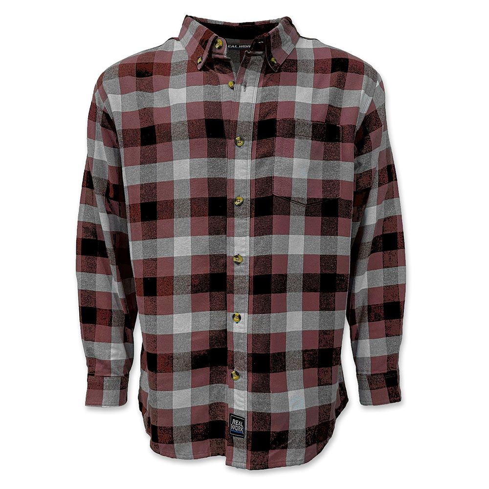 Real Work® Men's Flannel Shirt Brick - WWFL-A0154B | Rural King