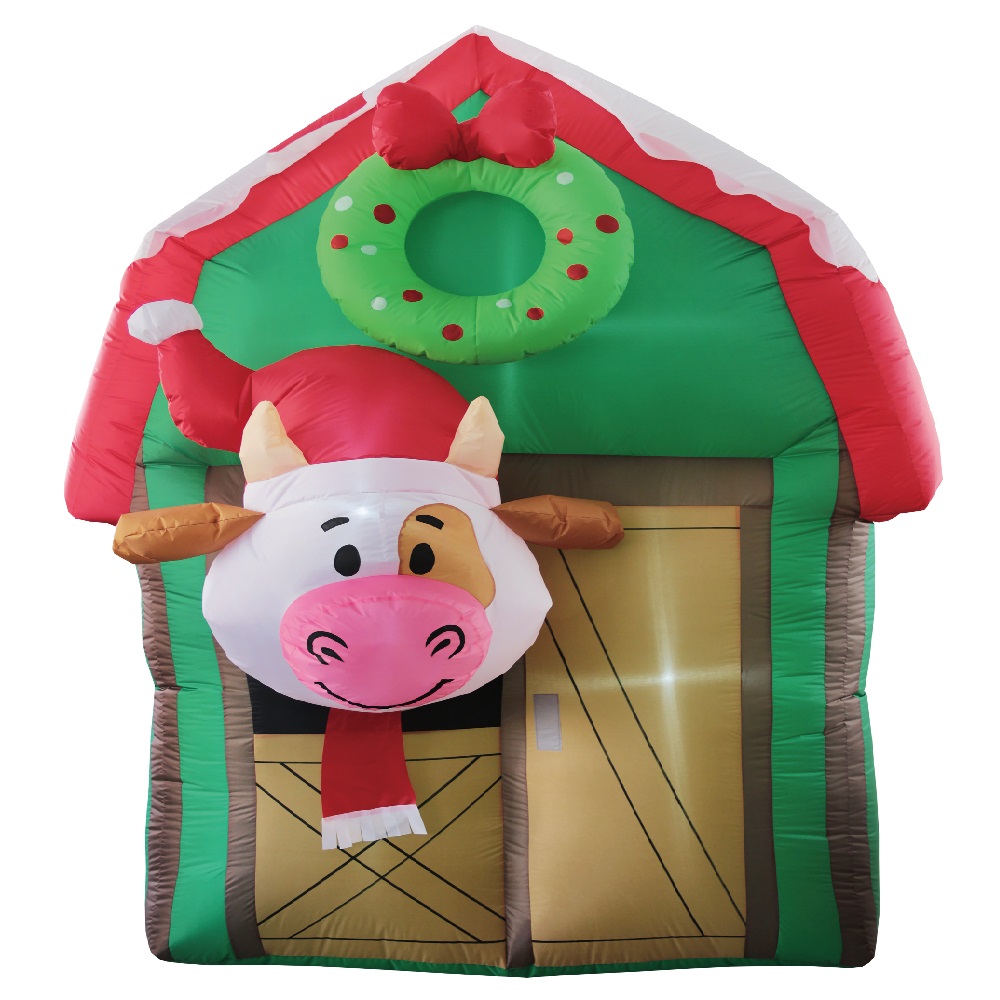 Inflatable Holiday Cow in Barn Yard Decoration, 7.5' - MY-23H840 ...