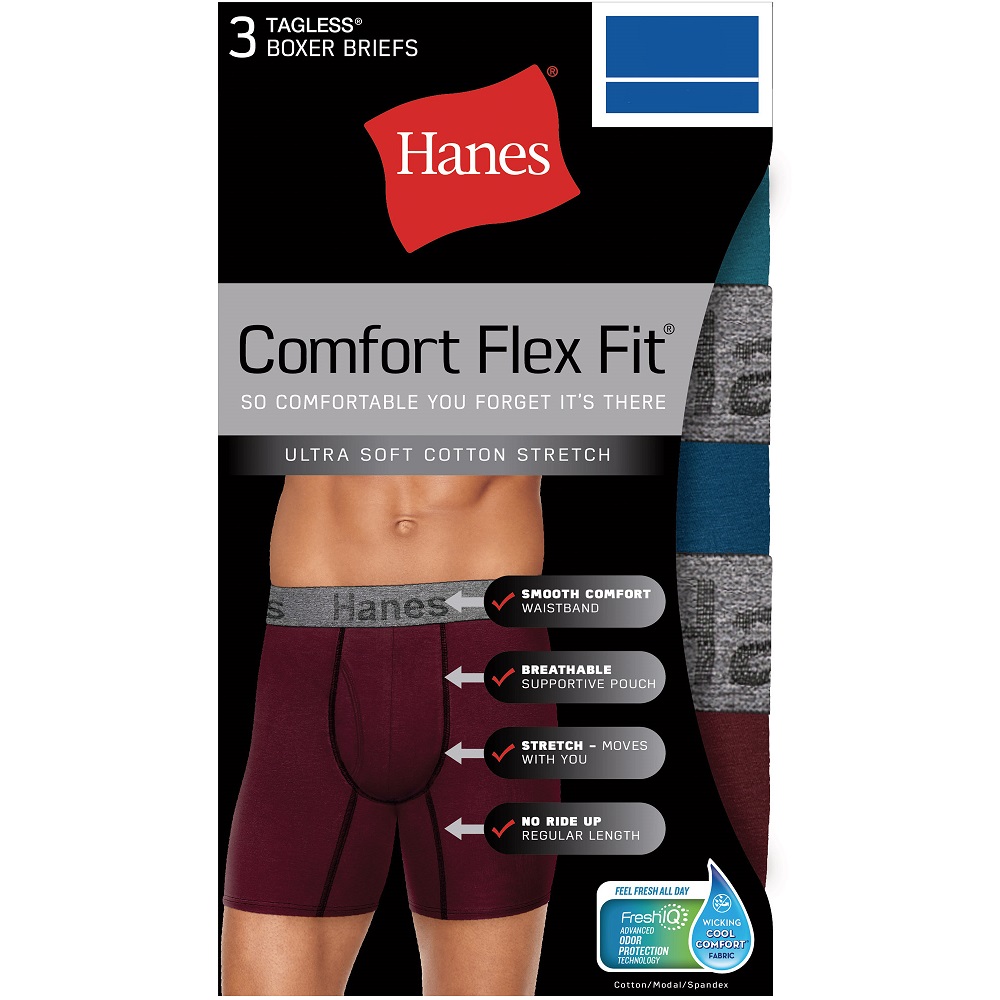Hanes Men's Comfort Flex Fit® Ultra Soft Cotton Stretch Boxer Briefs 3 ...