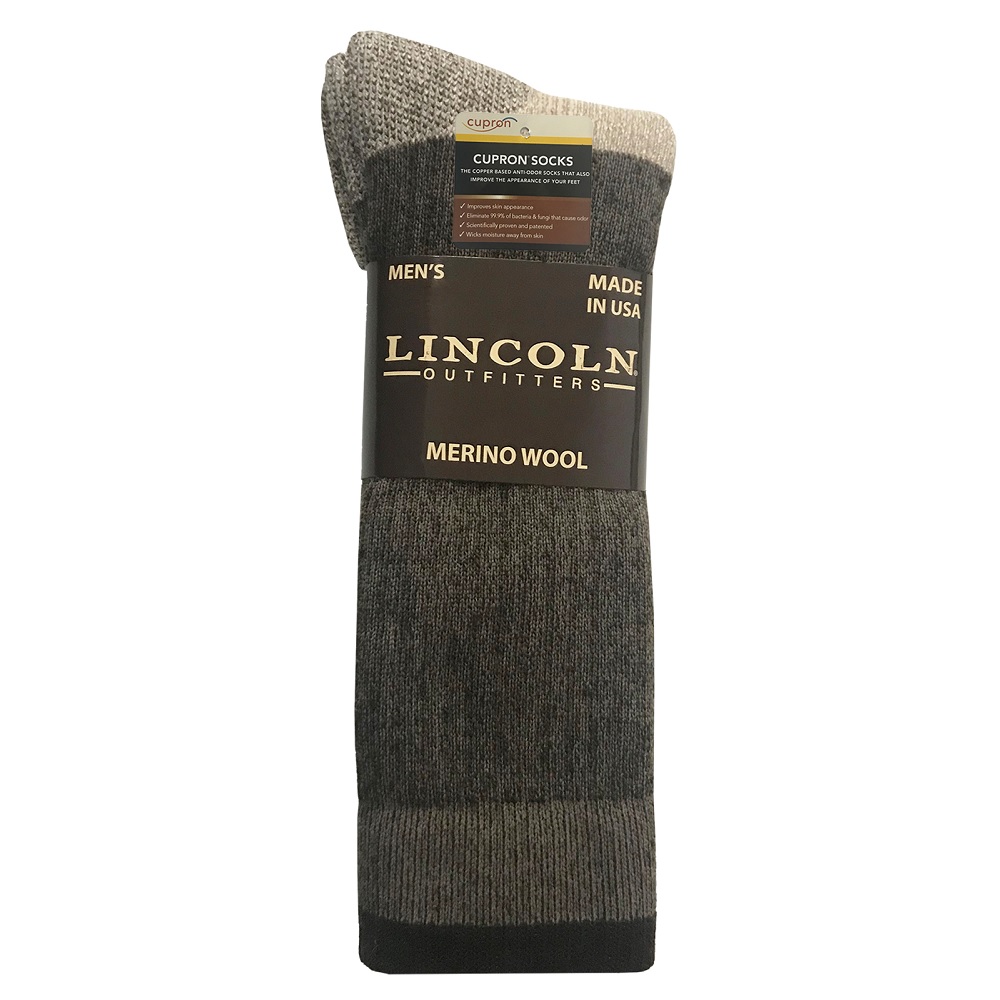 Lincoln Outfitters Men's Cupron Anti-Microbial Merino Wool Boot Sock ...