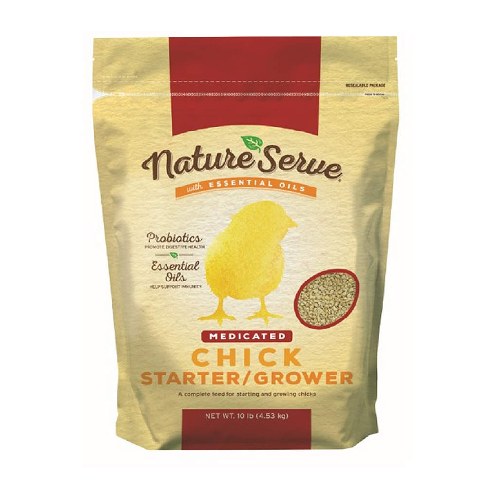 NatureServe Medicated Chick Starter/Grower with Essential Oils, 10 lb ...