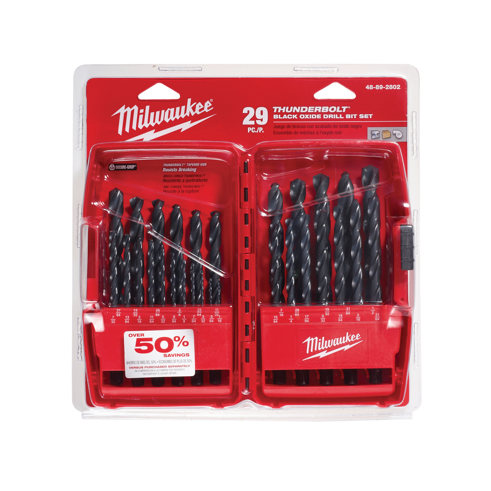Milwaukee Tools 29 Piece Thunderbolt Black Oxide Drill Bit Set - 48-89 ...