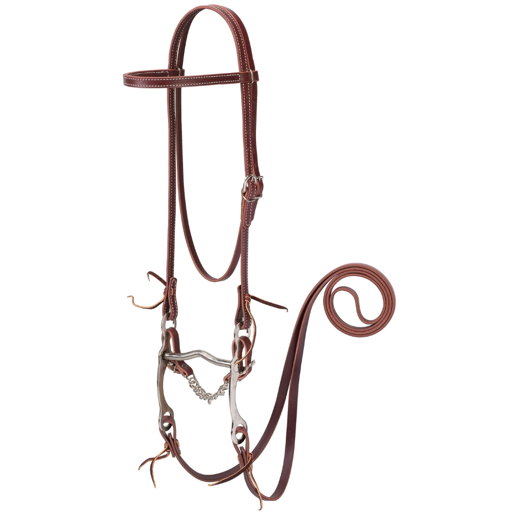 Weaver Leather Latigo Leather Browband Bridle with Single Cheek Buckle ...