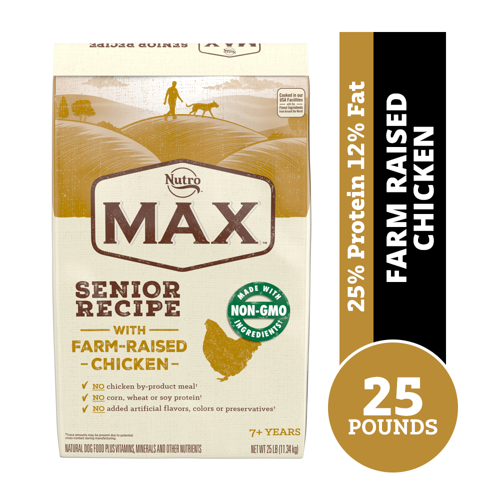 Nutro Max Senior Recipe Dry Dog Food With Farm Raised Chicken, 25 lb ...
