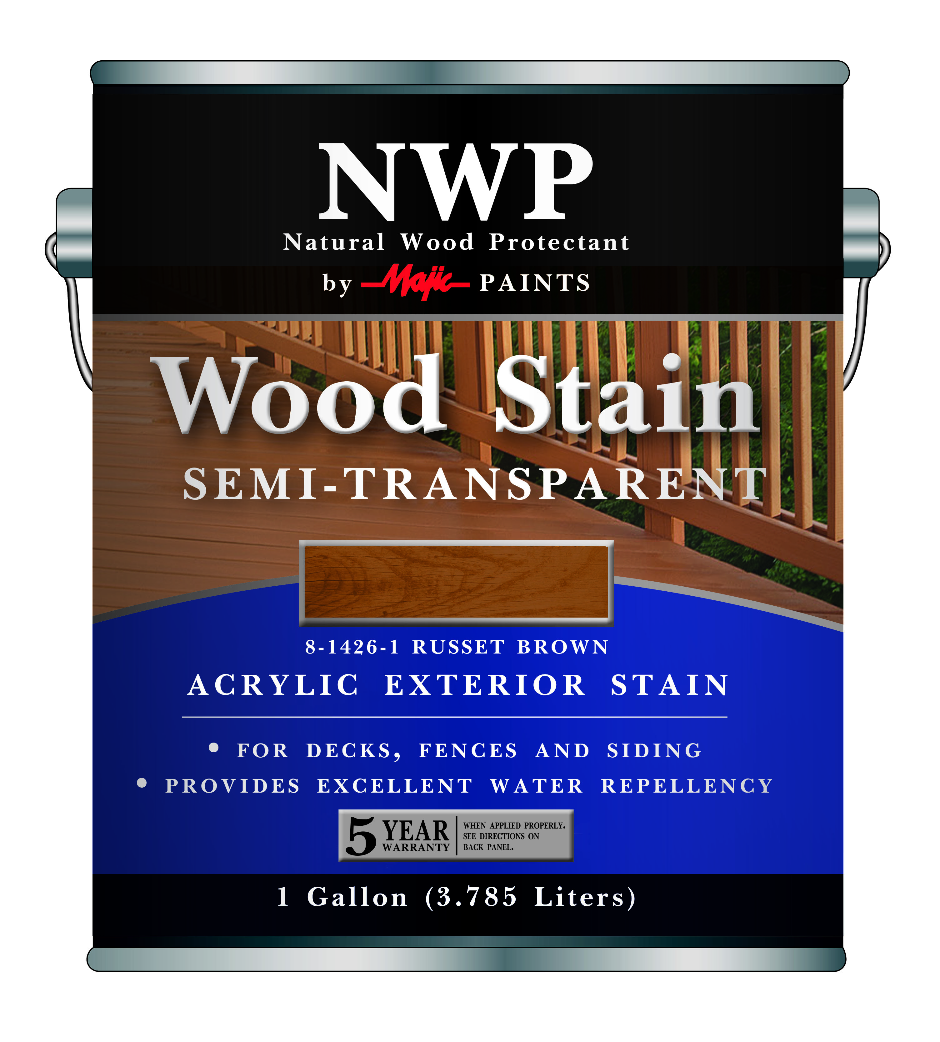 Majic NWP Acrylic Exterior Semi-Transparent Wood Stain Russet Brown ...