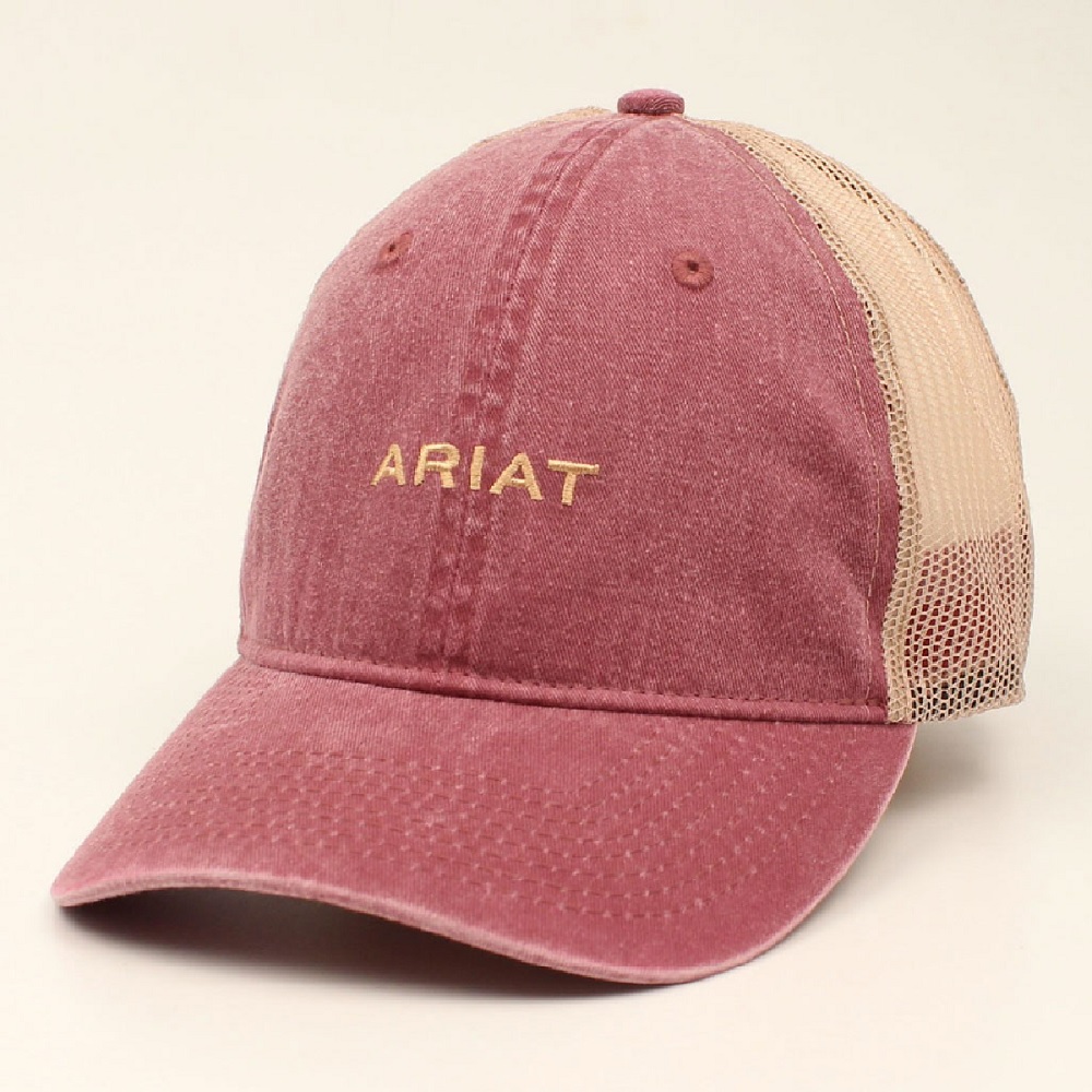 Ariat Ladies Small Tan Ariat Font Cap, Burgundy - A300009809 | Rural King