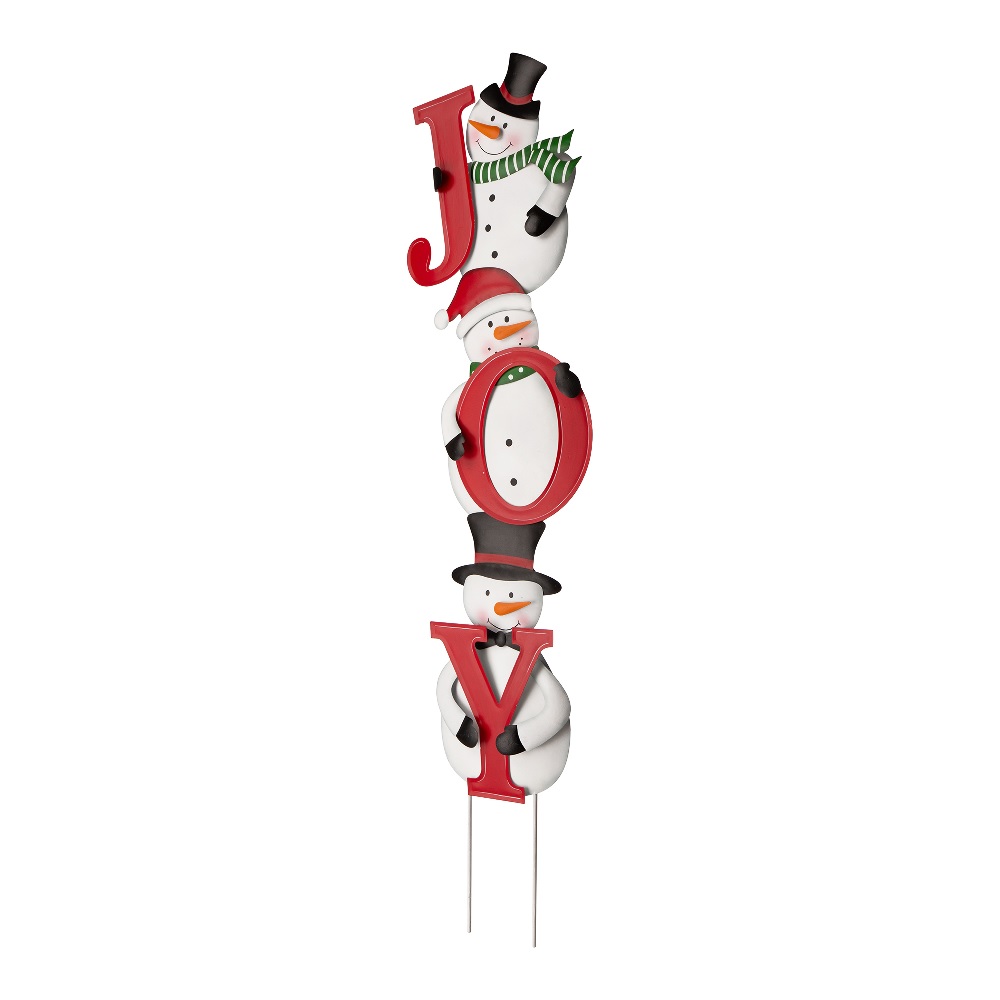 Glitzhome 48“ Metal Vertical Joy Snowman Yard Stake Or Horizontal ...