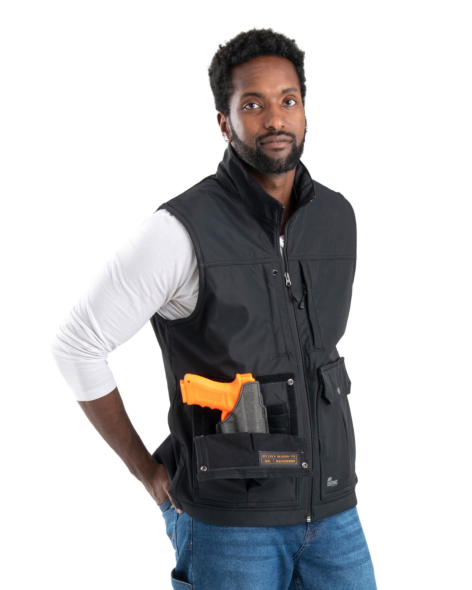 Berne Men's Conceal Carry Echo Zero Eight Softshell Vest - CCWV08 ...