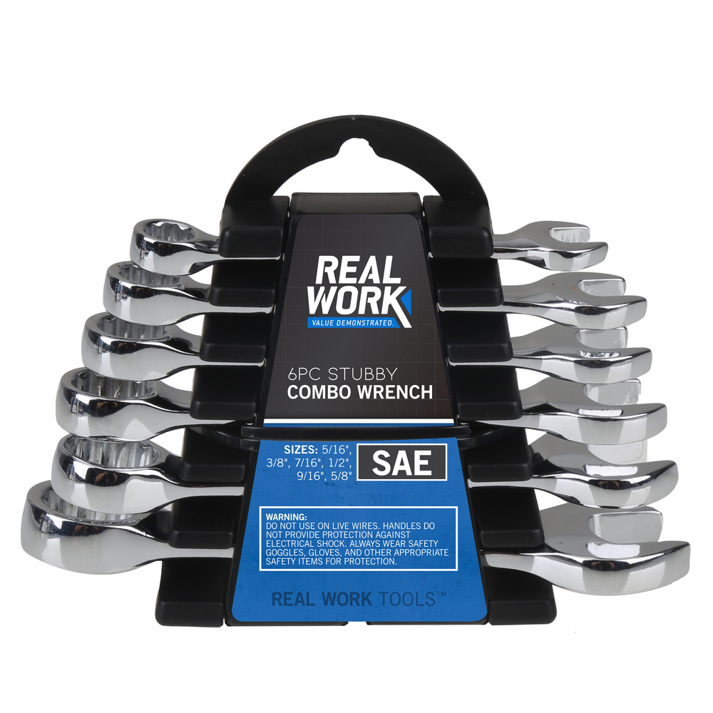 Real Work Tools™ SAE Stubby Combo Wrenches, 6 Piece Set - RW-2448-021 ...